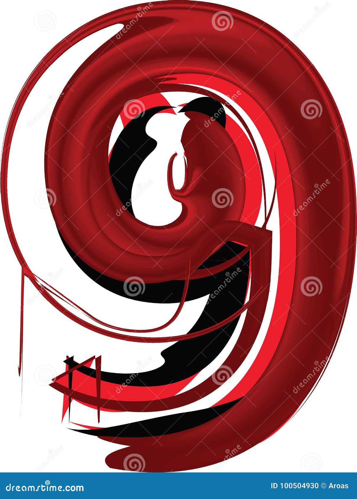 Artistic font number 9 stock vector. Illustration of scratch - 100504930