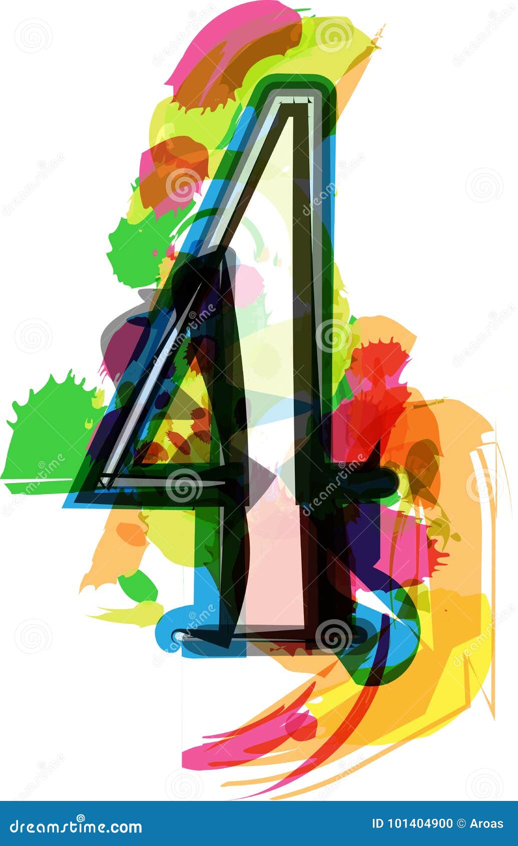 Artistic Font - Number 4 stock vector. Illustration of font - 101404900