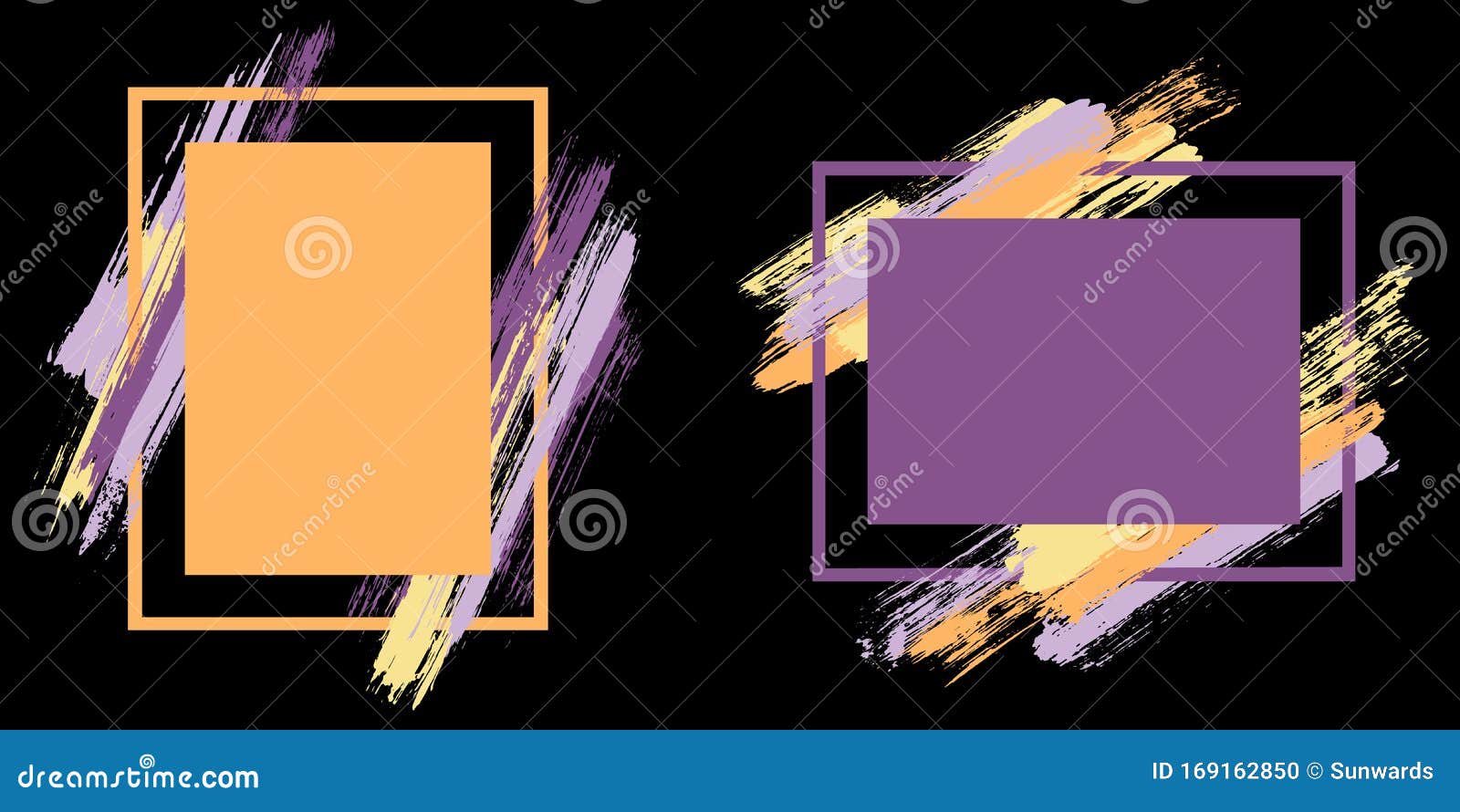 Frames with Paint Brush Strokes Vector Set. Stock Vector - Illustration ...