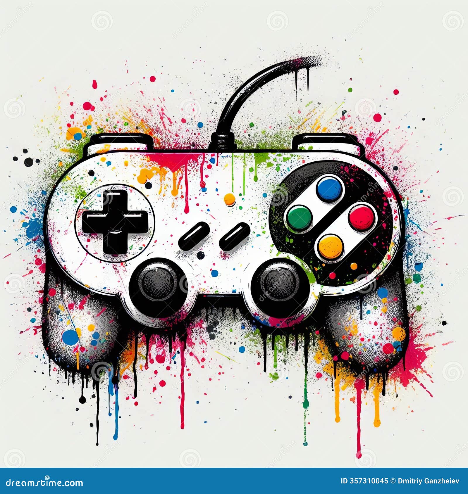 Artistic Gaming Controller with Splashes Stock Illustration ...
