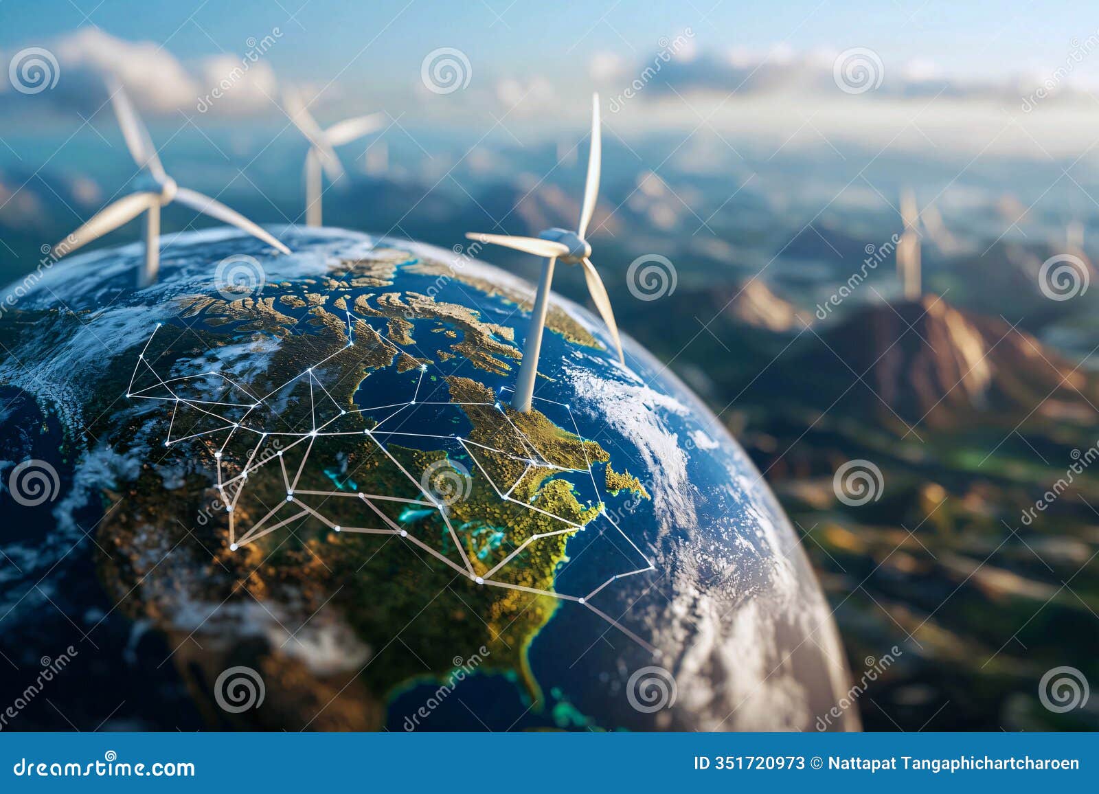 An Artistic Globe with Interconnected Renewable Energy Sources ...