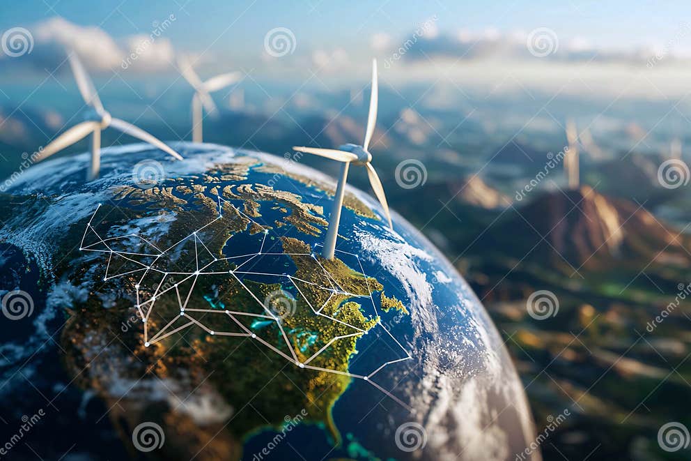 An Artistic Globe with Interconnected Renewable Energy Sources ...