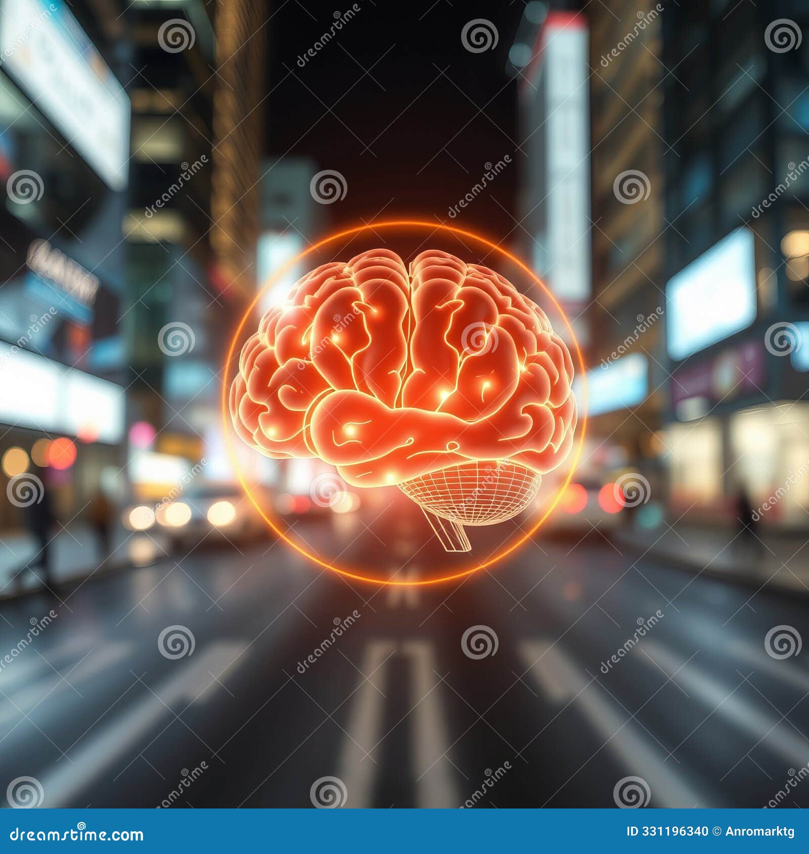 Artistic Glowing Circular Brain Hologram with Machine Learning and ...