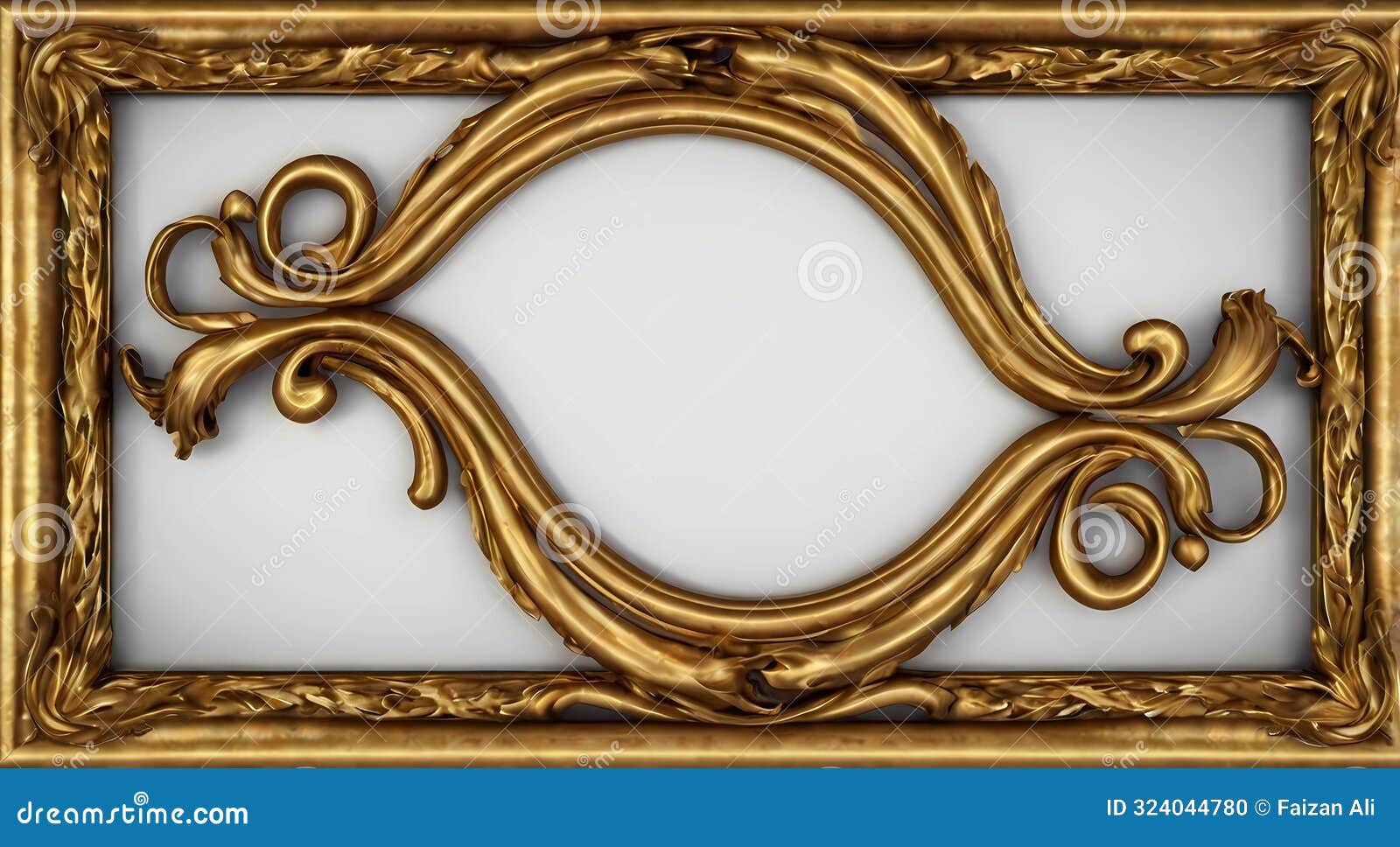 Artistic Gold Frame with Curved Shapes Stock Illustration ...