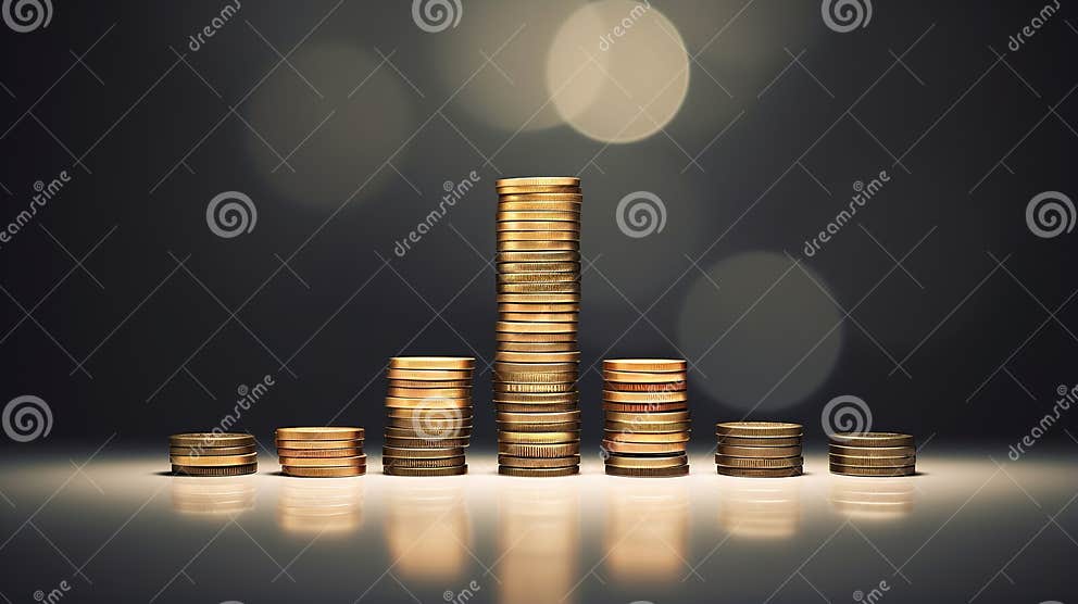 Simplicity in Stability: Graphic Stack of Coins with Depth Effect Stock ...