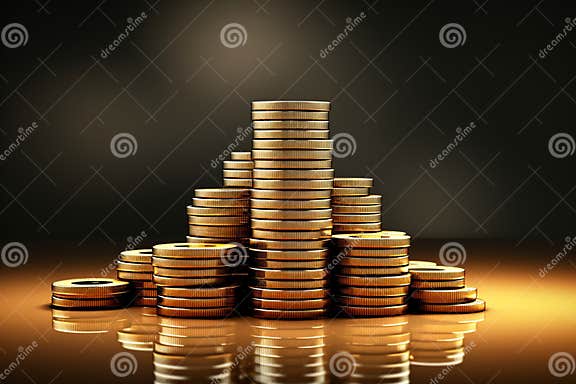 Simplicity in Stability: Graphic Stack of Coins with Depth Effect Stock ...