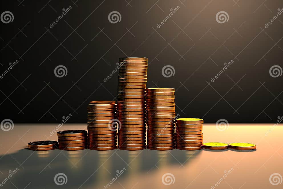 Simplicity in Stability: Graphic Stack of Coins with Depth Effect Stock ...