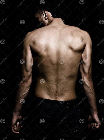 Artistic Grunge Image of Man with Muscular Back Stock Image - Image of ...