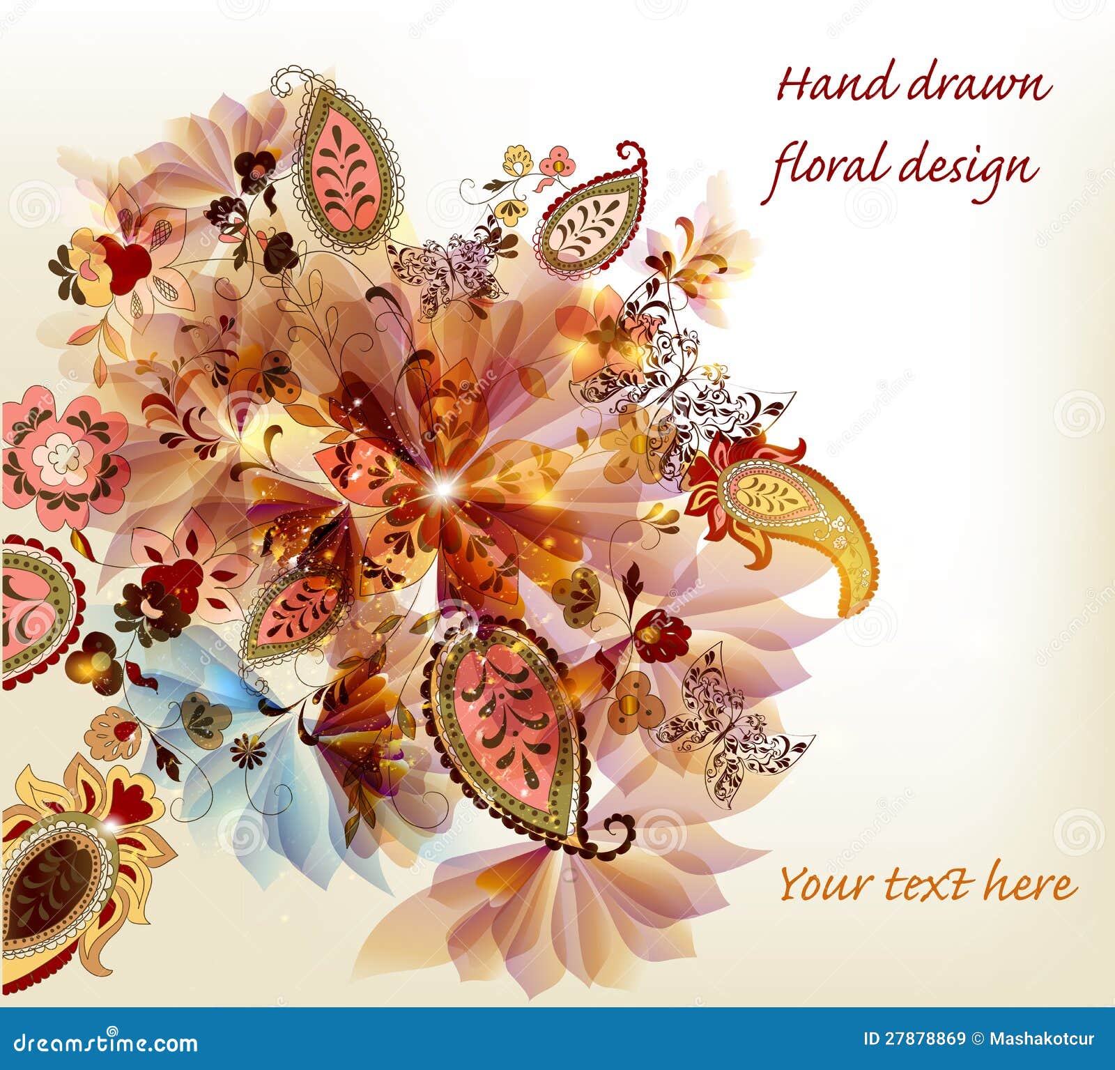 Artistic Hand Drawn Floral Vector Design Stock Vector - Illustration of ...