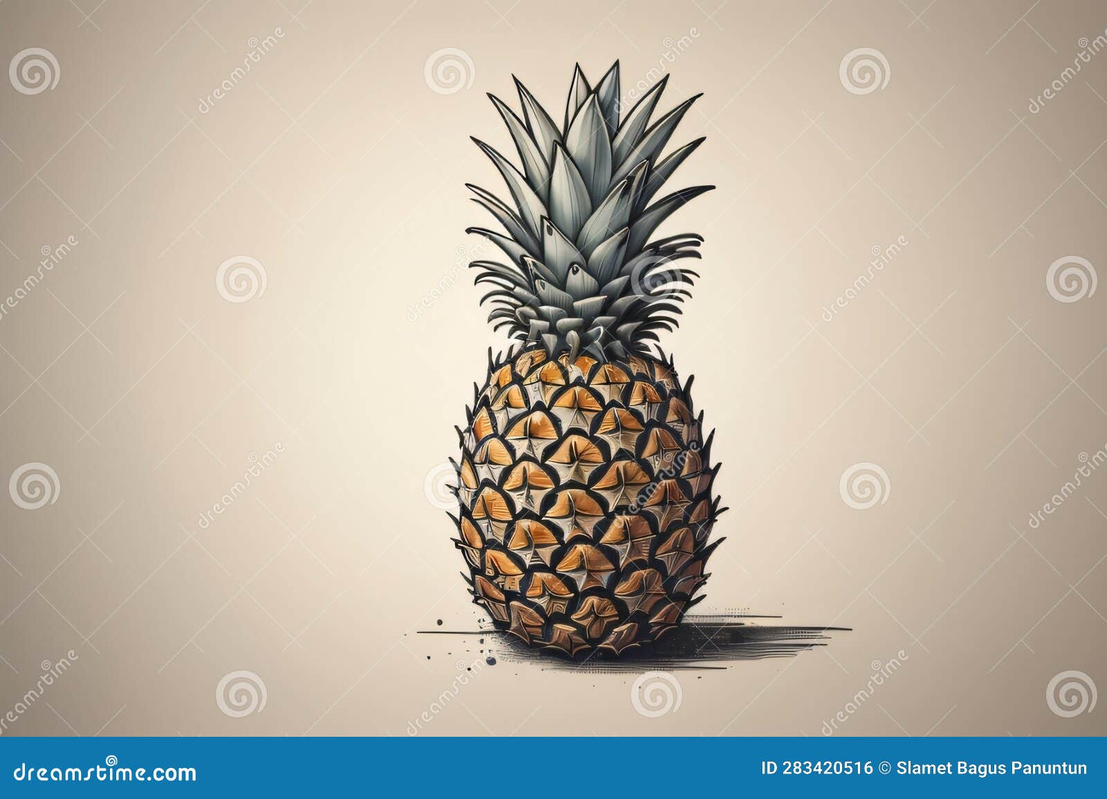 Artistic Hand-Sketched Pineapple Picture Stock Illustration ...
