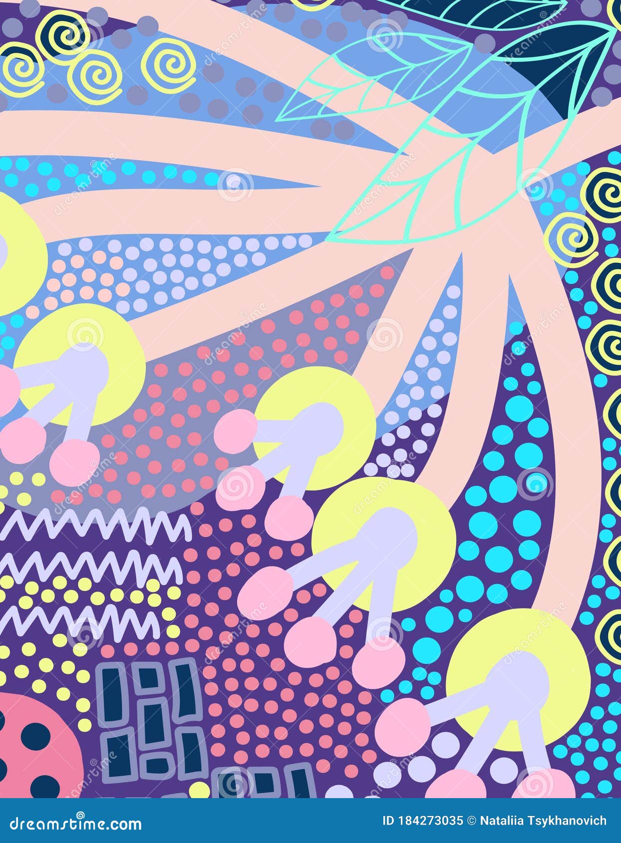 Artistic Header with Flowers and Leaves. Graphic Design. Hand Drawn ...