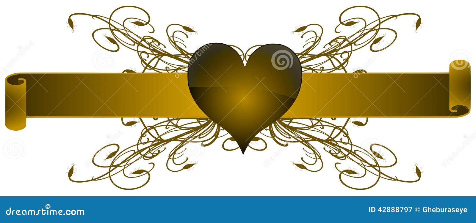 Artistic Heart with Scroll Isolated Stock Illustration - Illustration ...