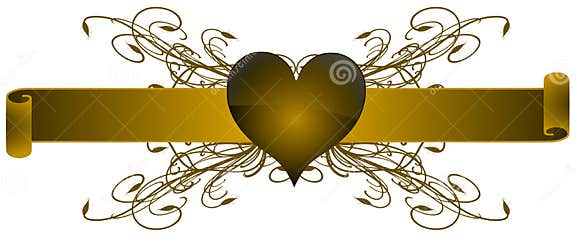 Artistic Heart with Scroll Isolated Stock Illustration - Illustration ...