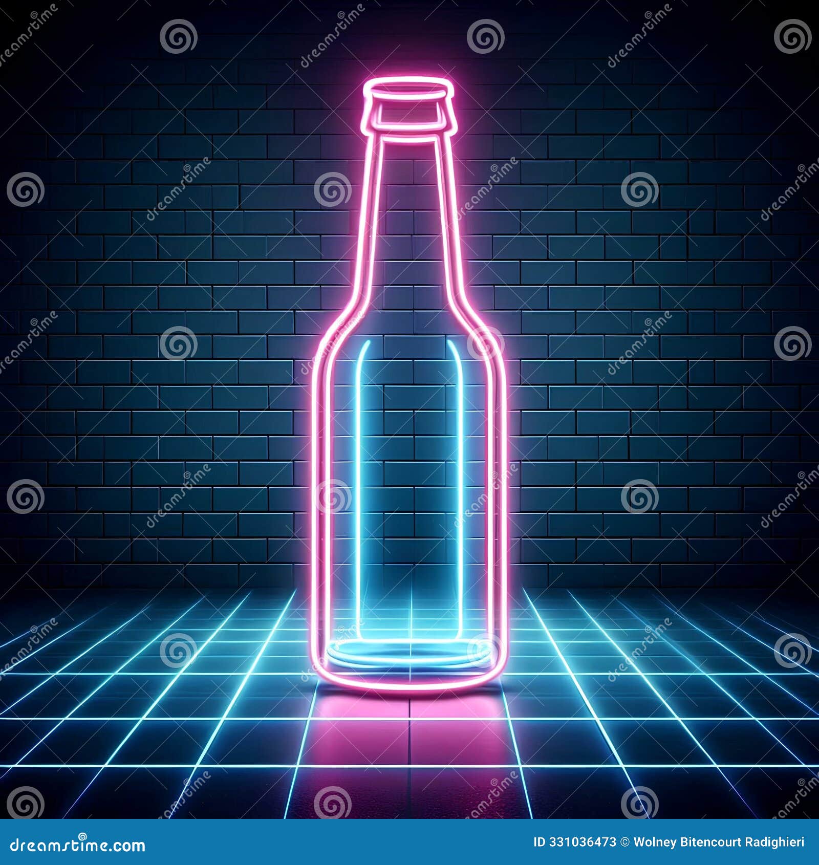 Artistic Illustration of a Bottle with Light Effects Stock Illustration ...