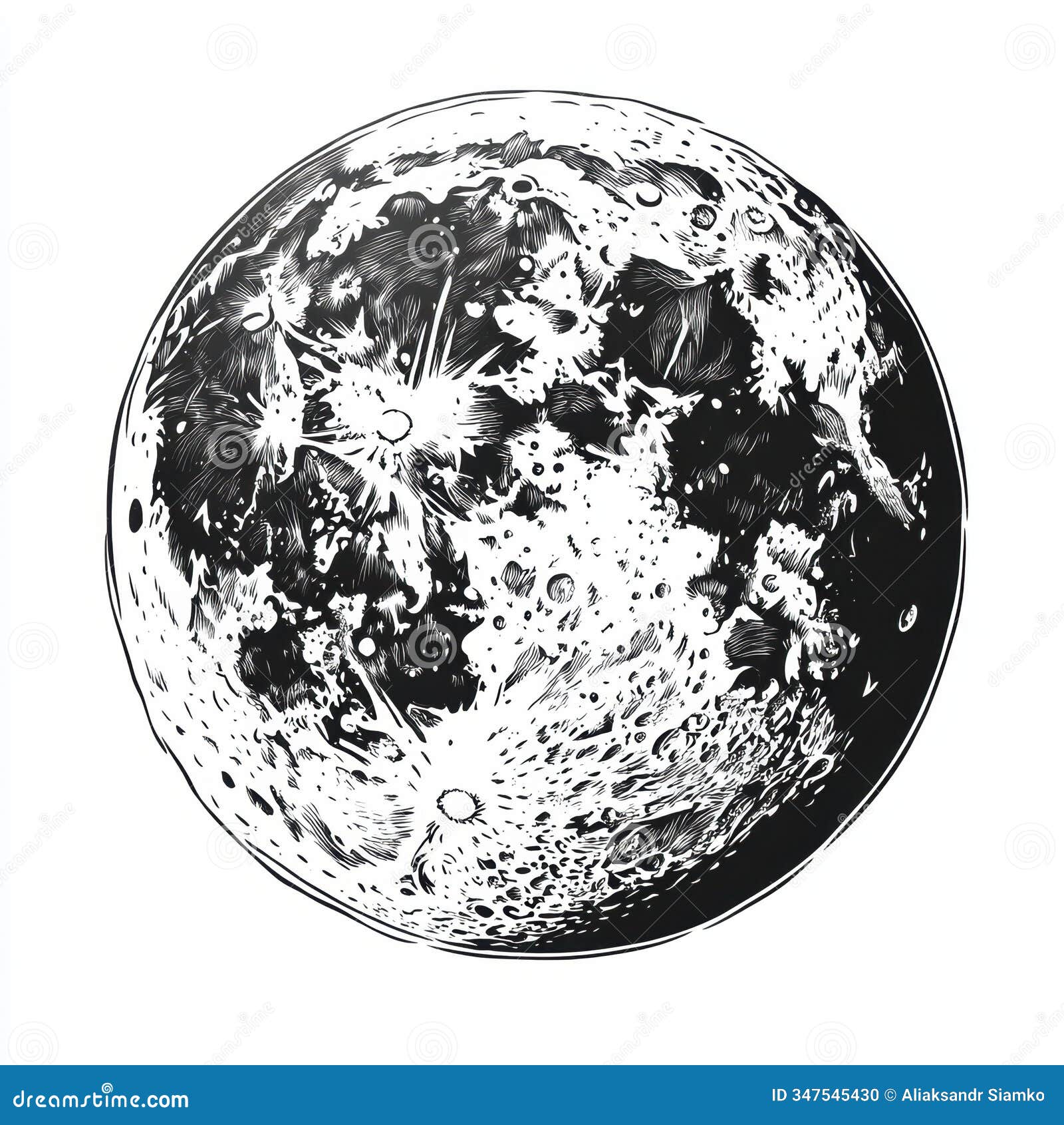 Artistic Illustration of a Detailed Full Moon Surface Stock ...