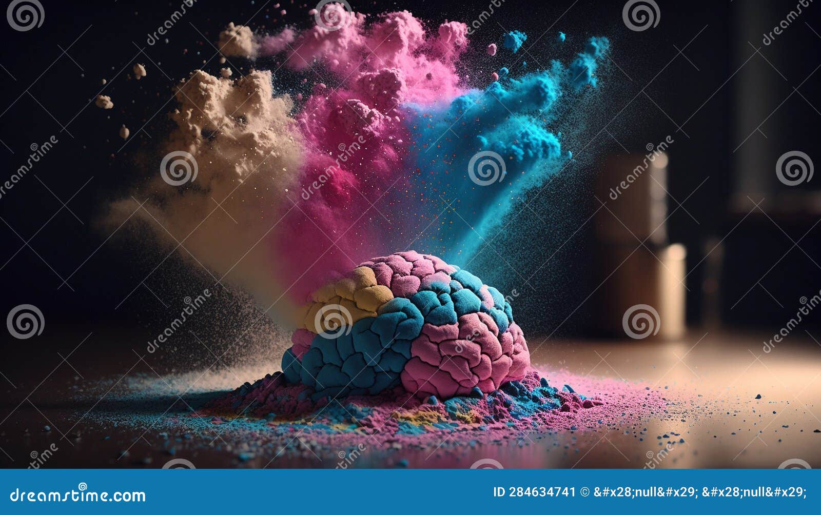 Artistic Illustration of a Human Brain Exploding with Fantasy Dust with ...