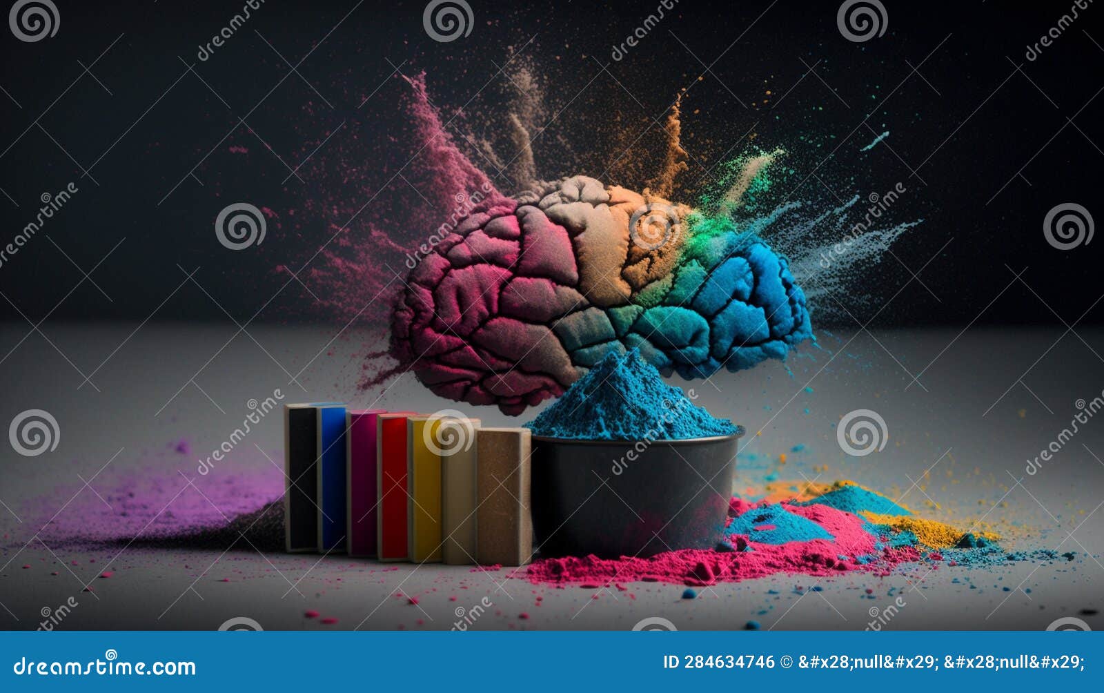 Artistic Illustration of a Human Brain Exploding with Fantasy Dust with ...