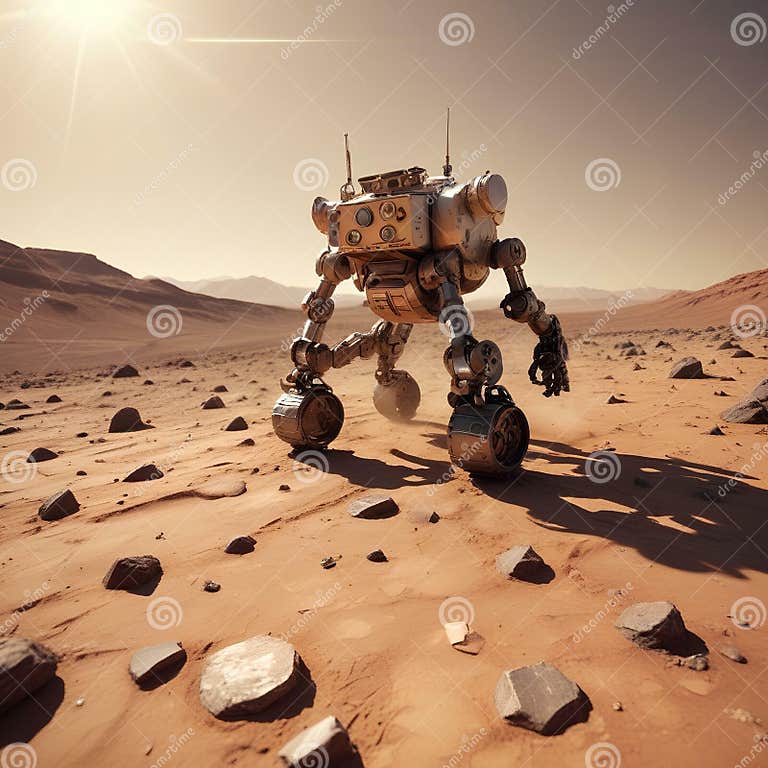 Artistic Illustration of a Robot on Mars Stock Illustration ...