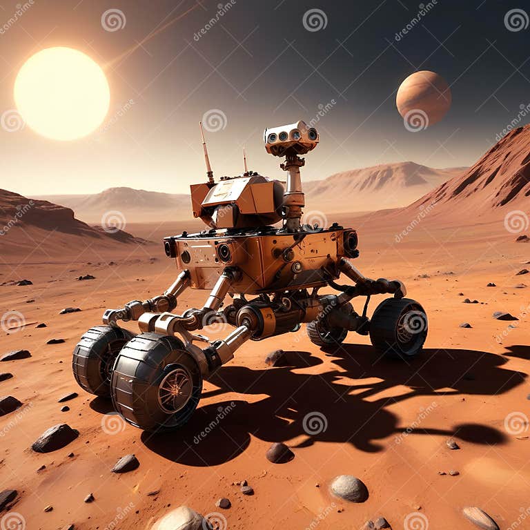 Artistic Illustration of a Robot on Mars Stock Illustration ...