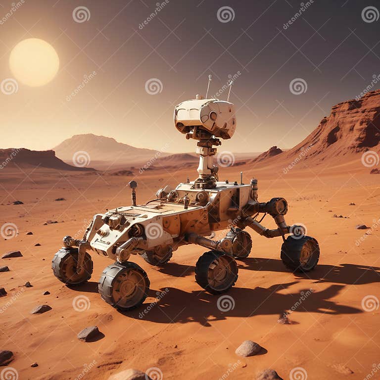 Artistic Illustration of a Robot on Mars Stock Illustration ...