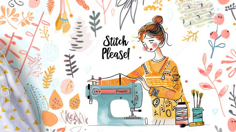 Artistic Illustration of a Sewing Machine, Capturing the Timeless Tool ...