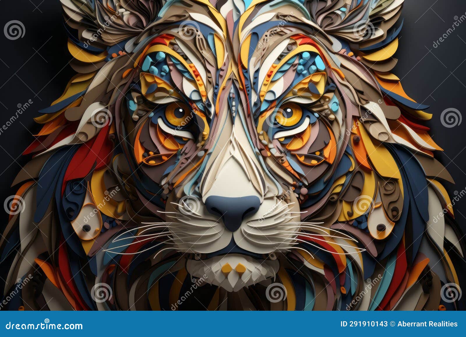 An Artistic Illustration of a Tiger Made Out of Paper Stock ...