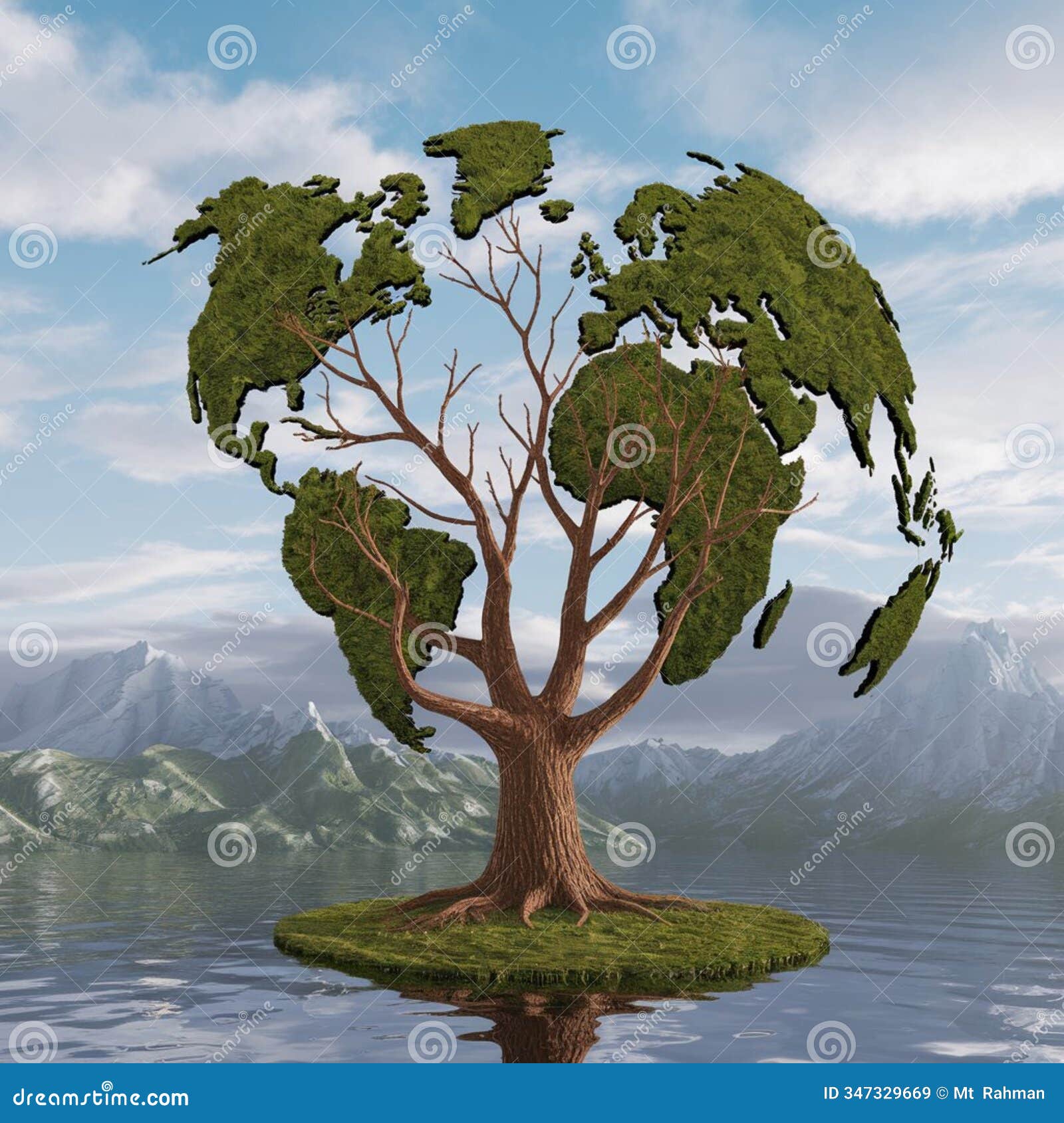 Tree in Earth Shape Illustration, Symbolizing Save Tree Stock ...