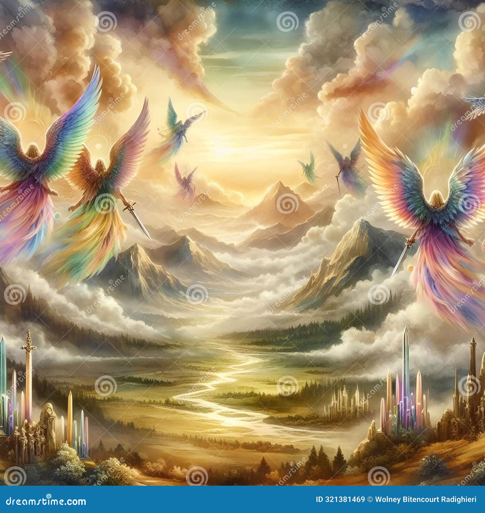Artistic image of angels 3 stock illustration. Illustration of colorful ...