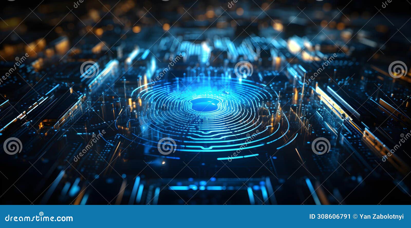 Artistic Image of Biometric Fingerprint Scanner Capturing Digital ...