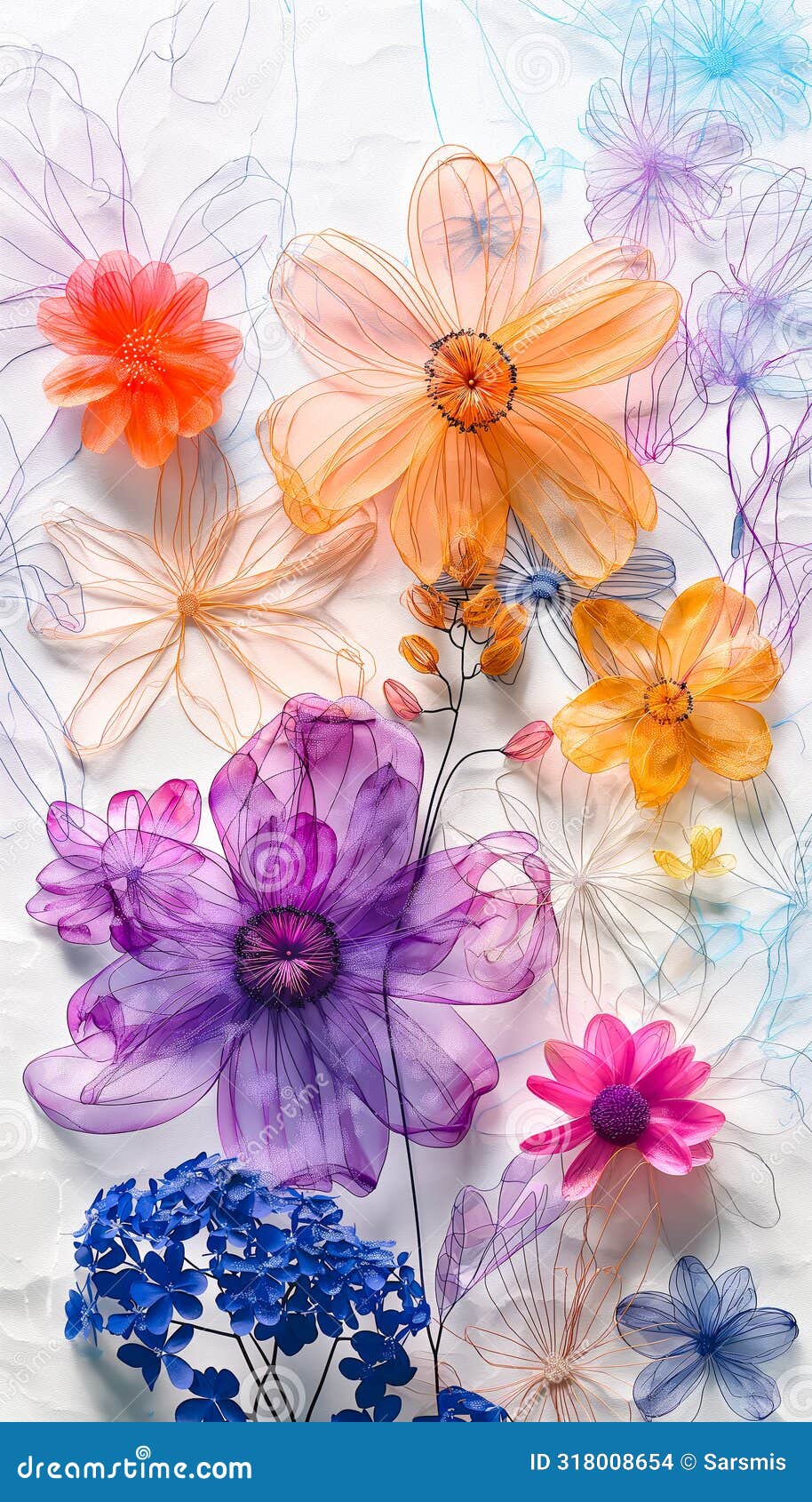 Artistic Image of Ethereal Flowers with a Translucent X-ray Effect ...