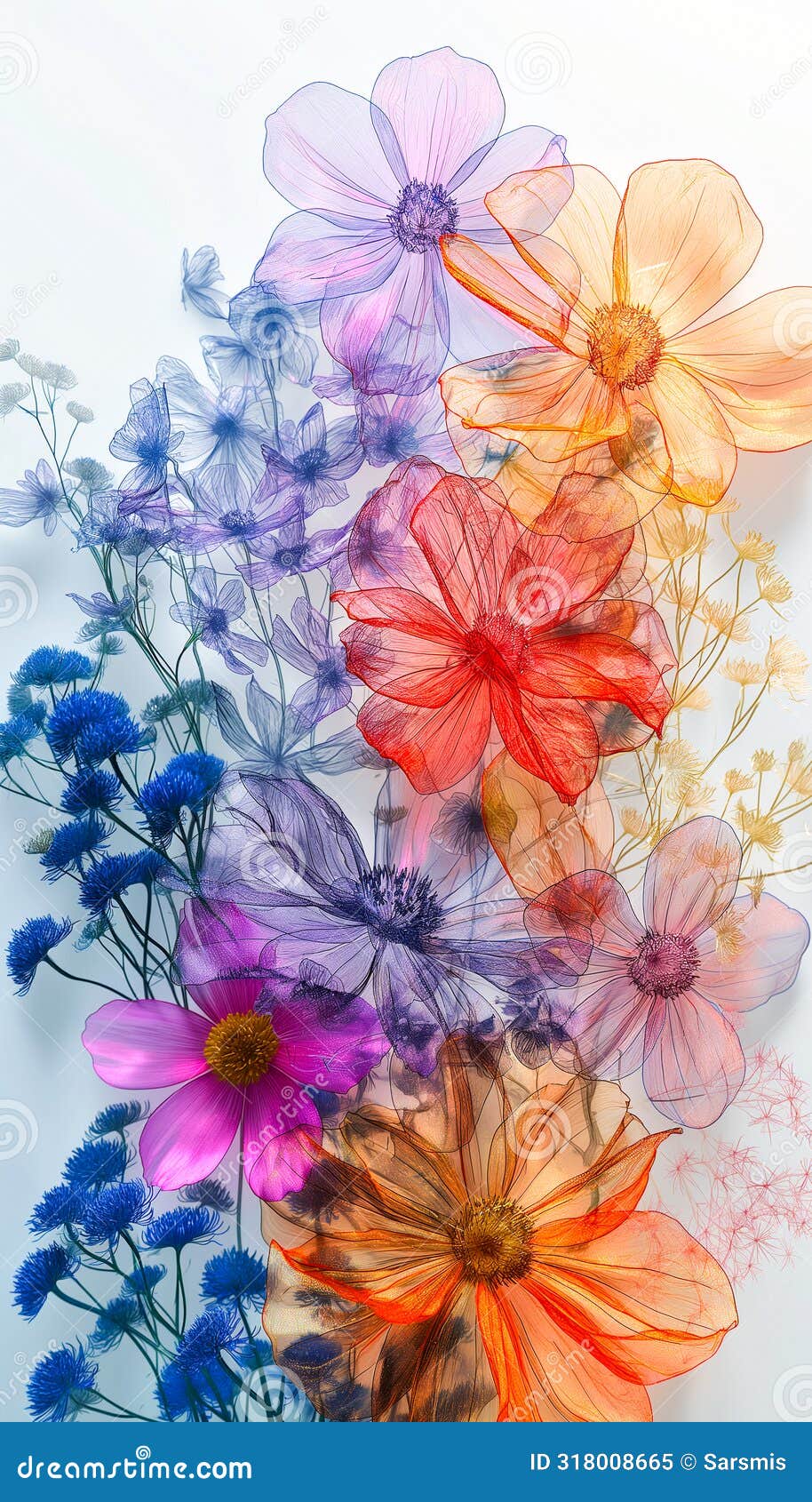Artistic Image of Ethereal Flowers with a Translucent X-ray Effect ...