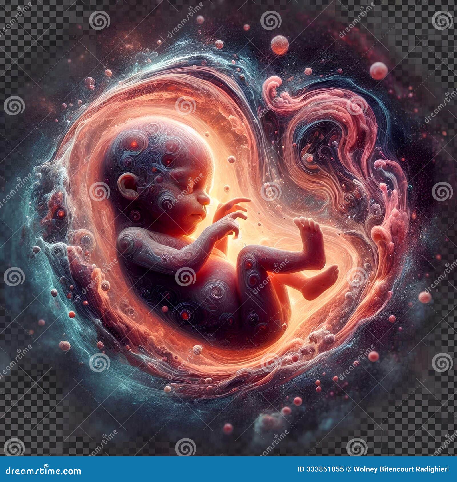Artistic image of a fetus stock illustration. Illustration of circle ...