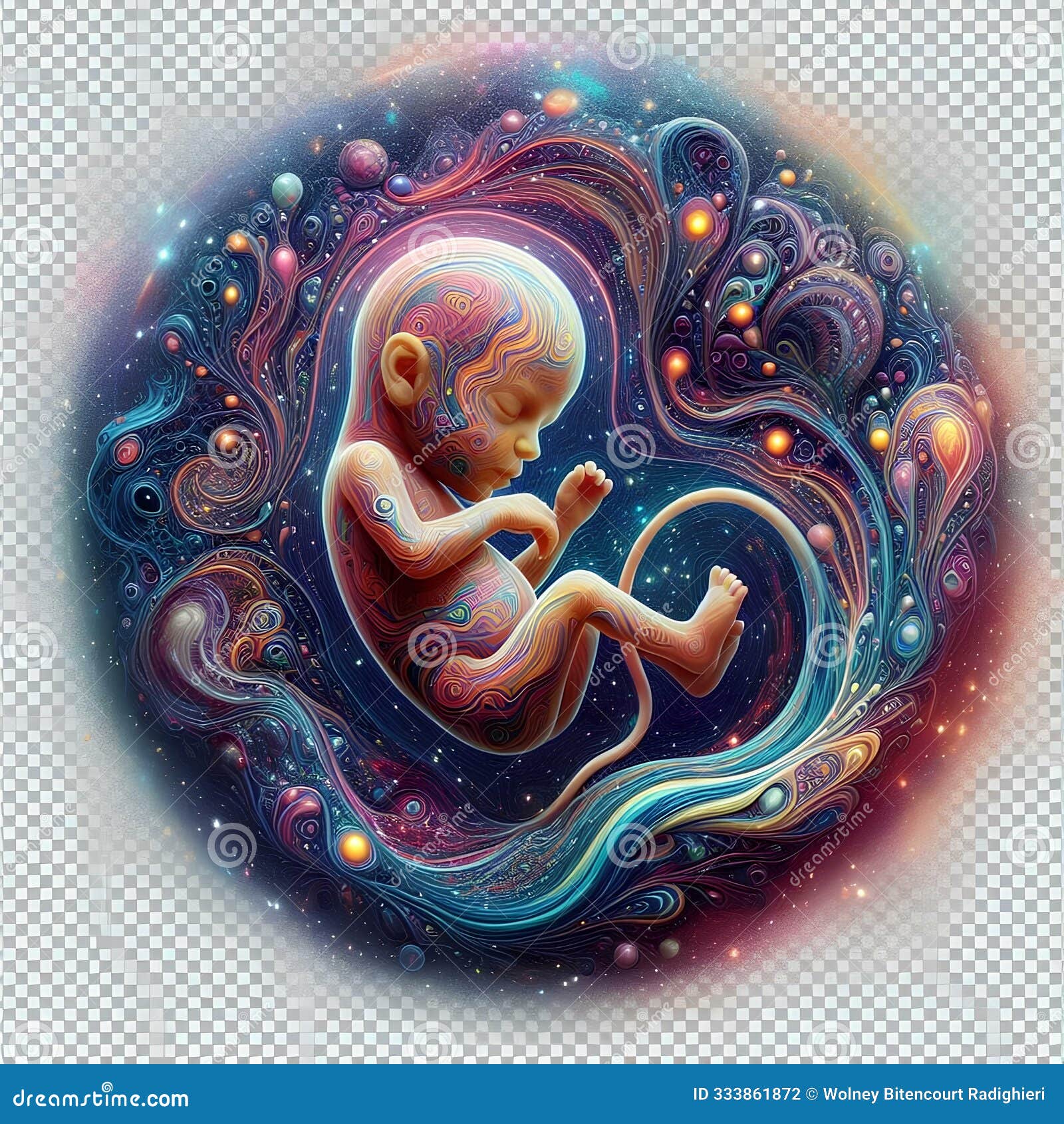 Artistic image of a fetus stock illustration. Illustration of ...