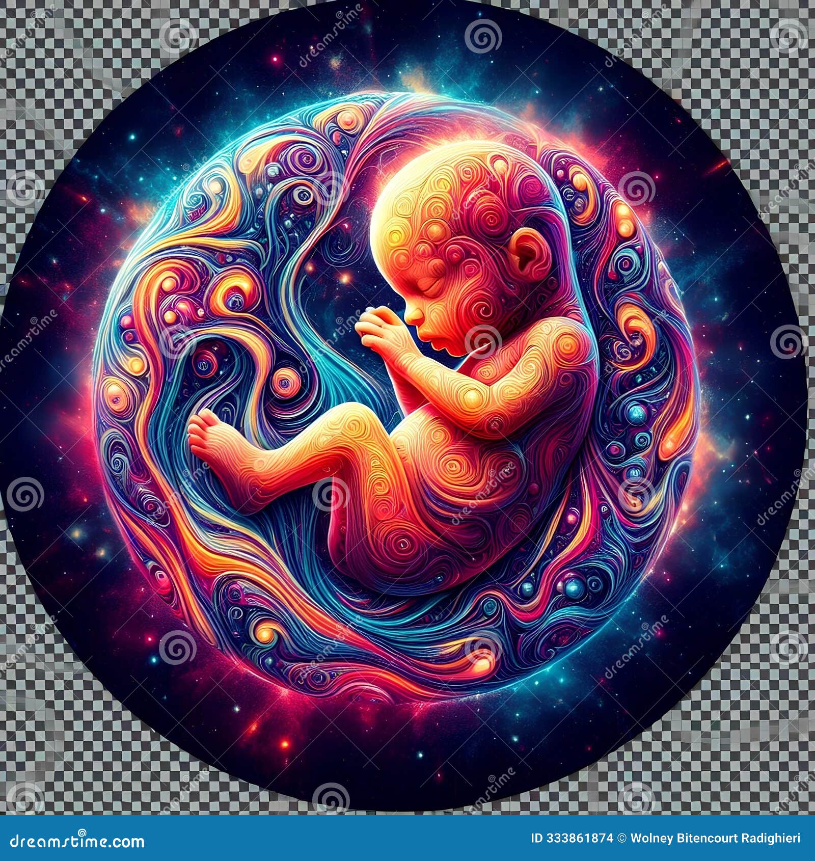 Artistic image of a fetus stock illustration. Illustration of black ...