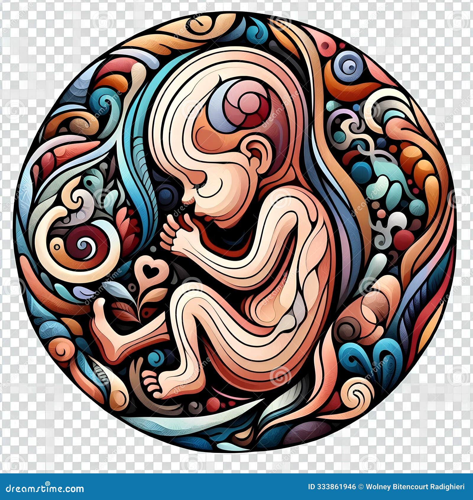 Artistic image of a fetus stock illustration. Illustration of drawing ...