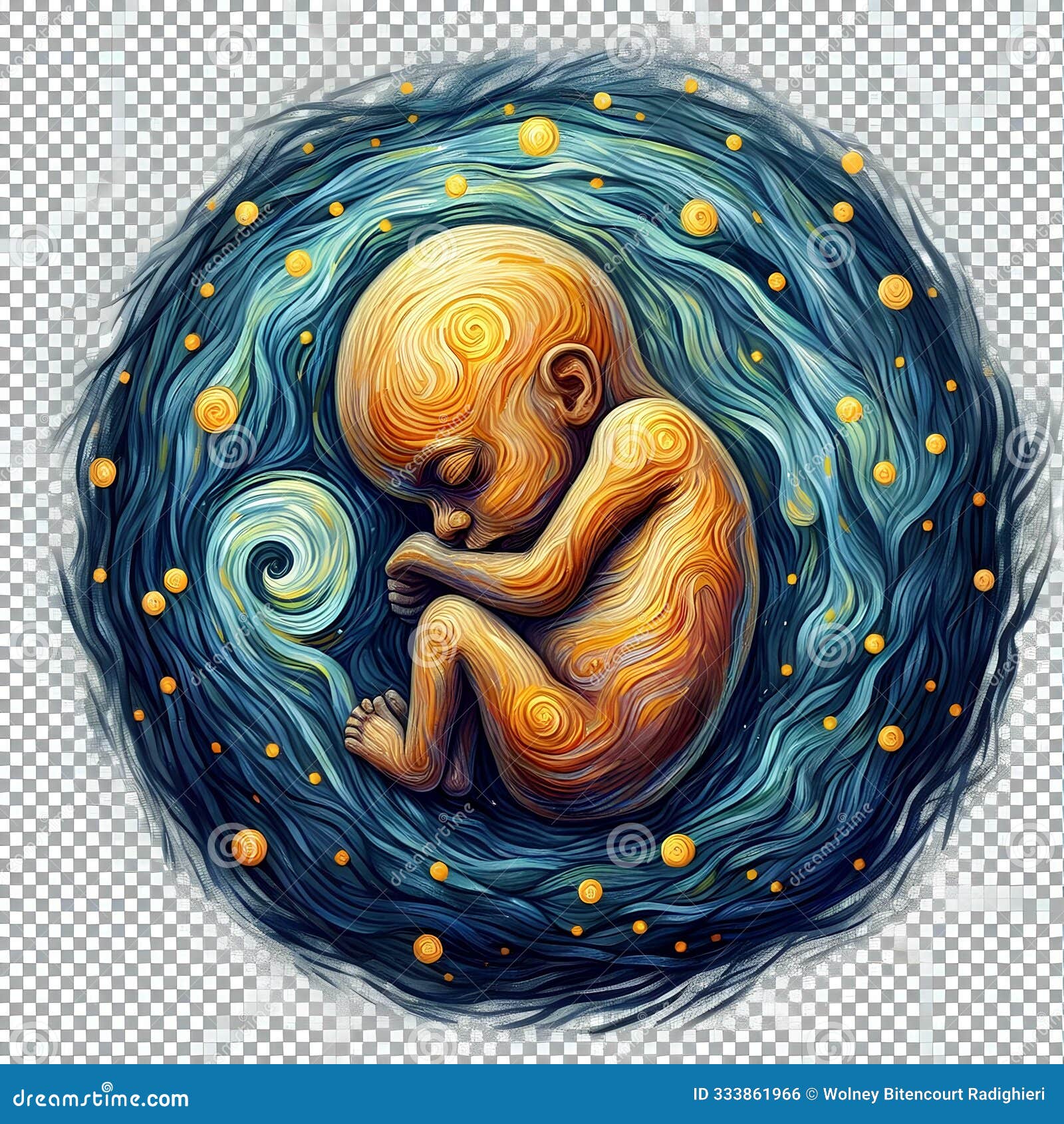 Artistic image of a fetus stock illustration. Illustration of ...