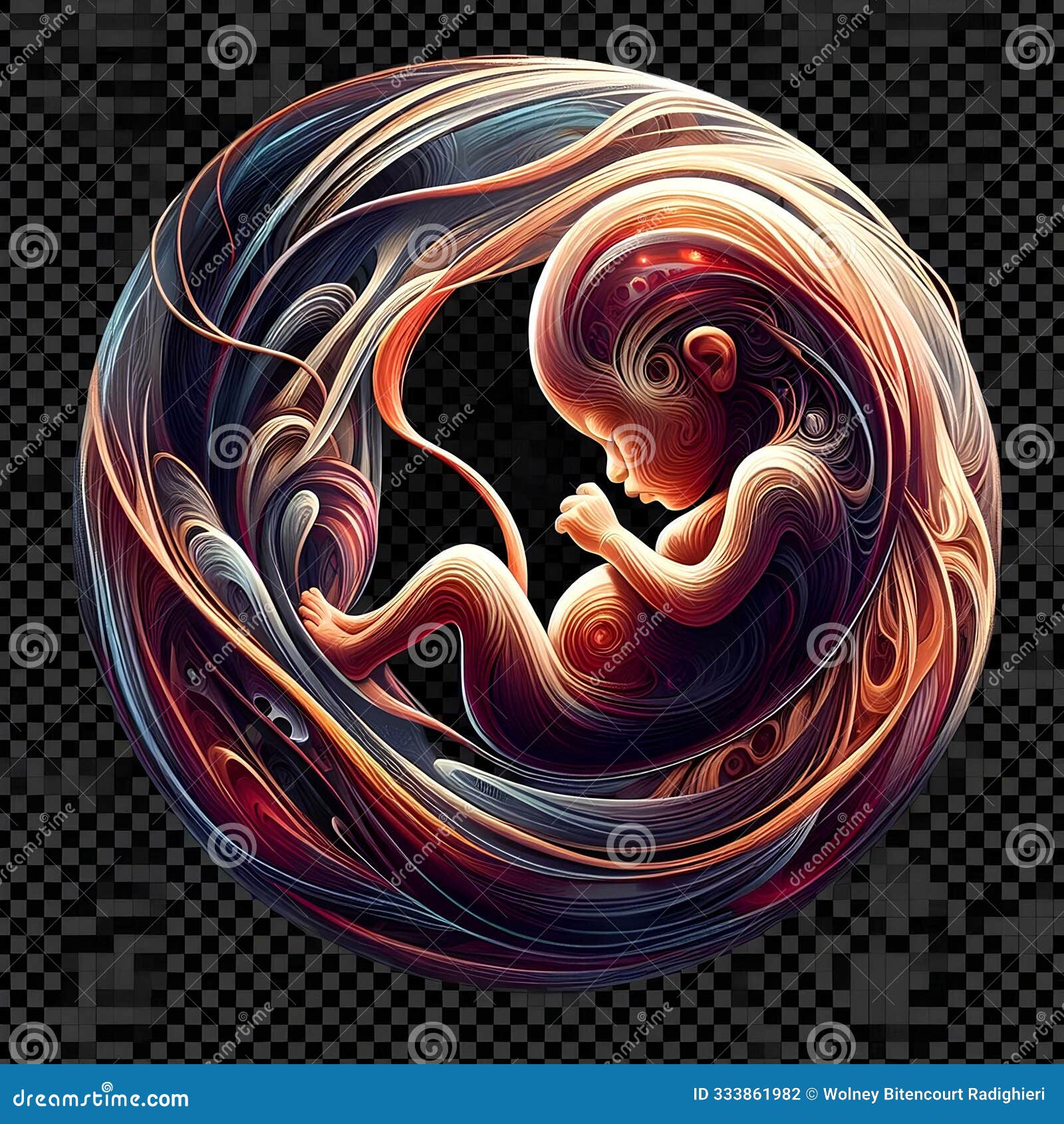 Artistic image of a fetus stock illustration. Illustration of black ...