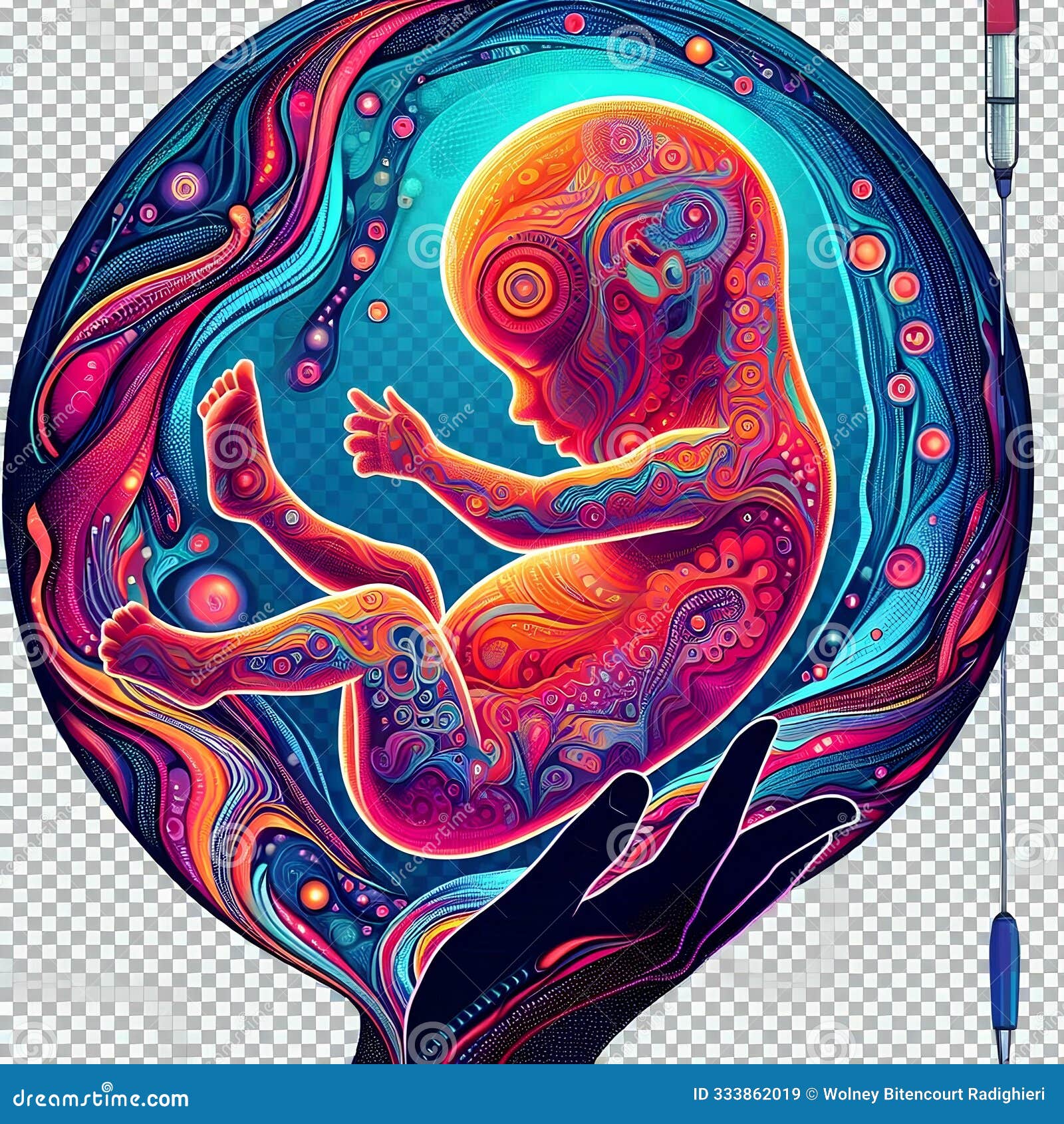 Artistic image of a fetus stock illustration. Illustration of life ...