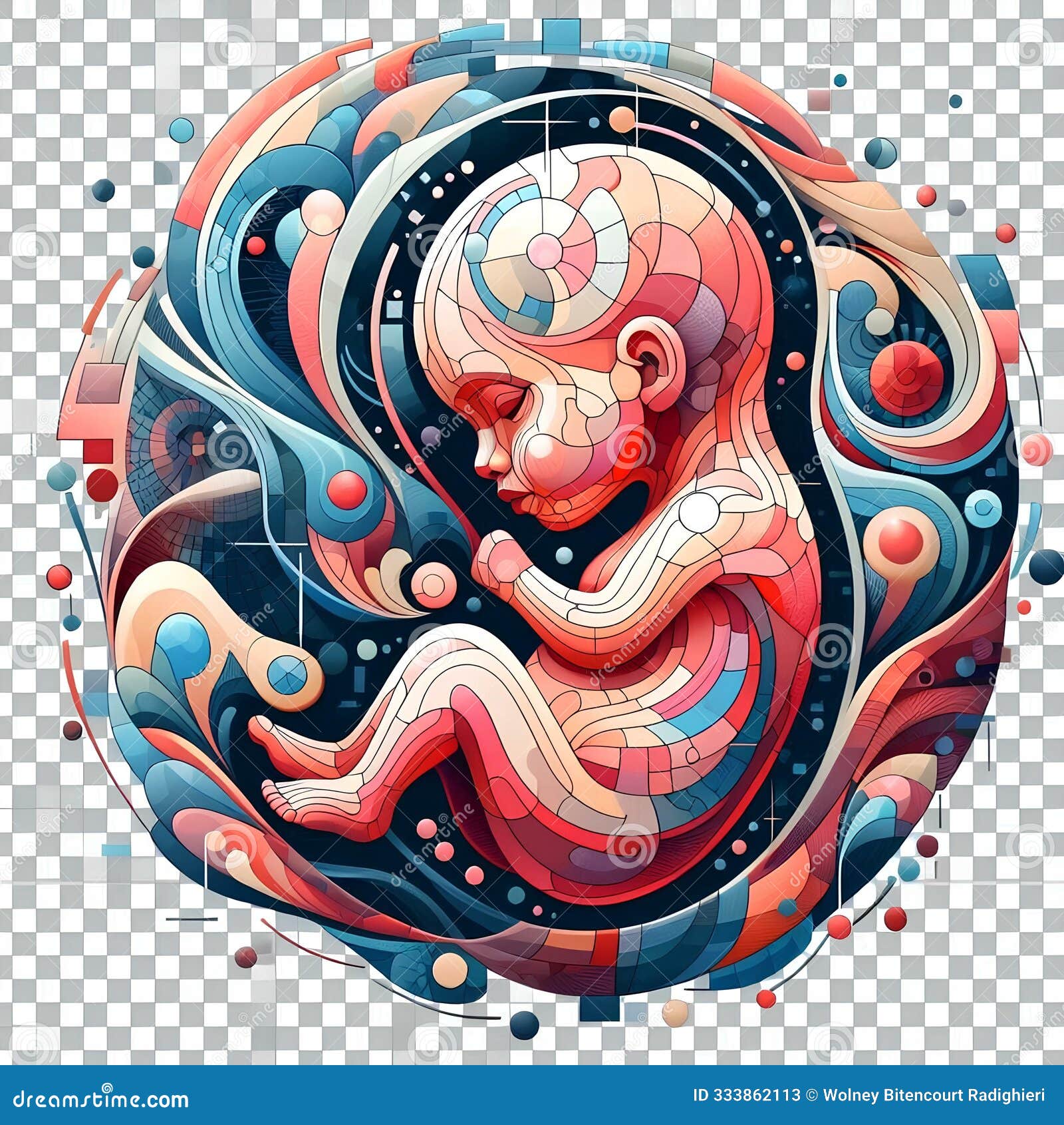 Artistic image of a fetus stock illustration. Illustration of ...