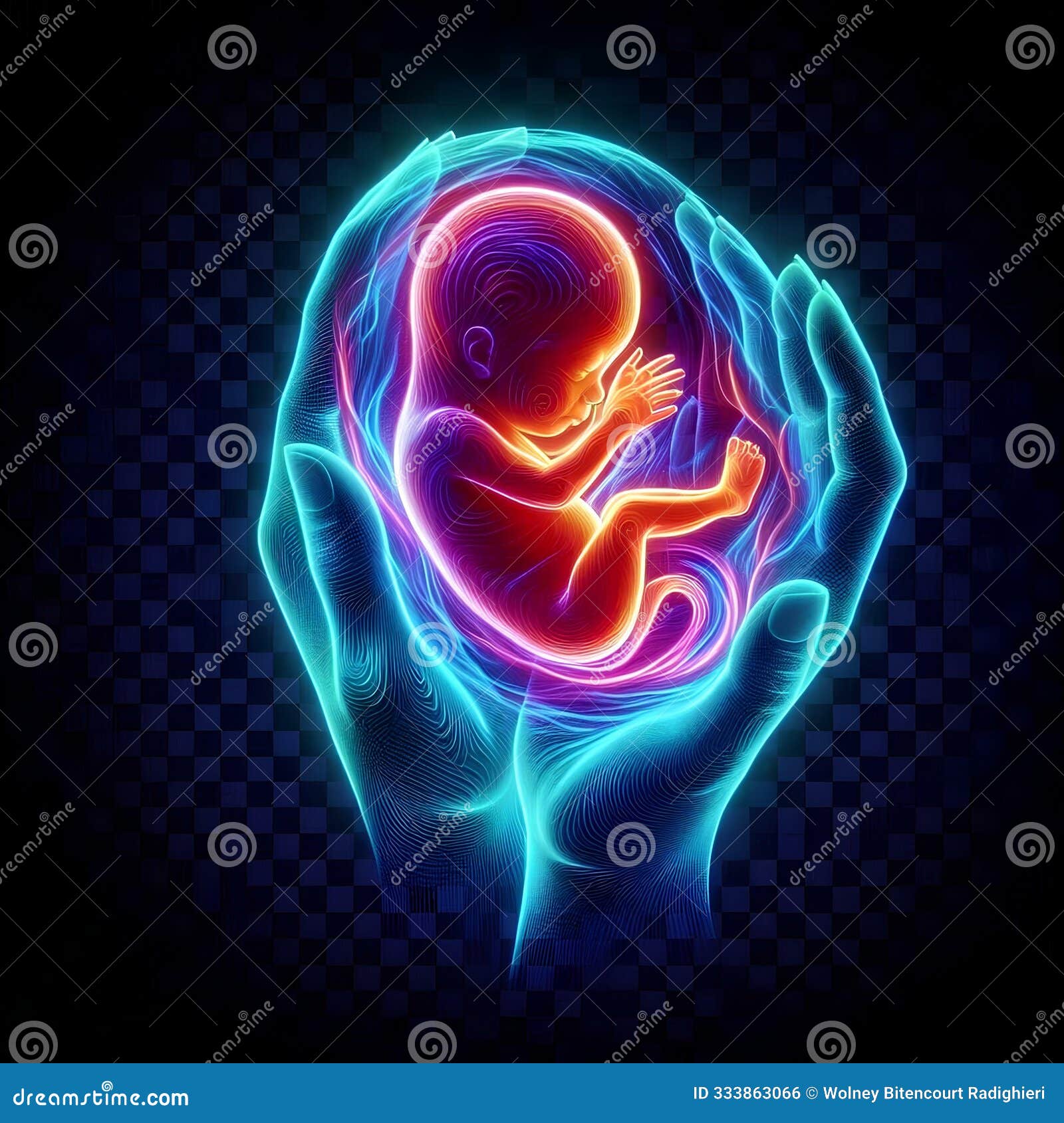 Artistic image of a fetus stock illustration. Illustration of placenta ...