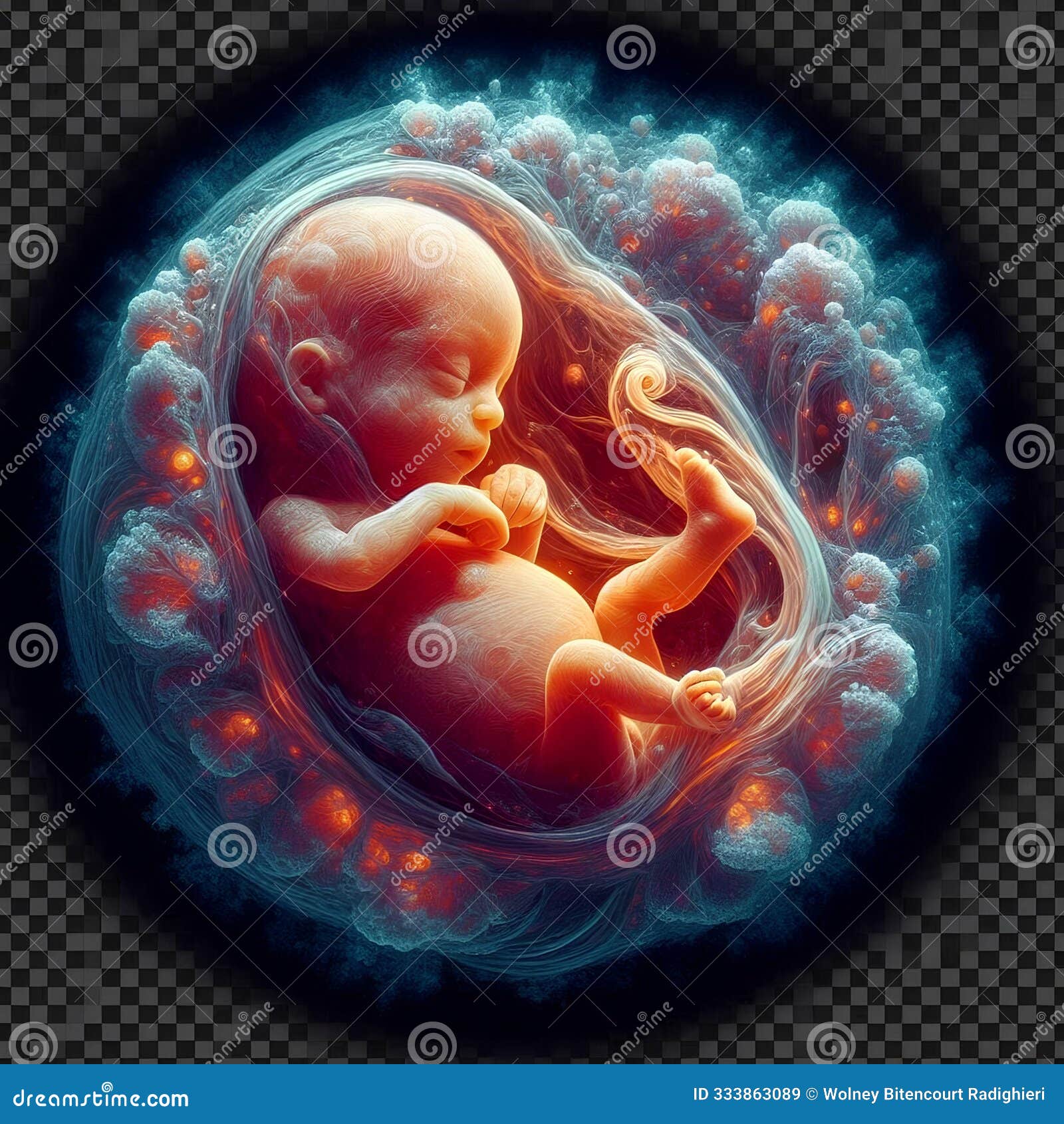 Artistic image of a fetus stock illustration. Illustration of organ ...