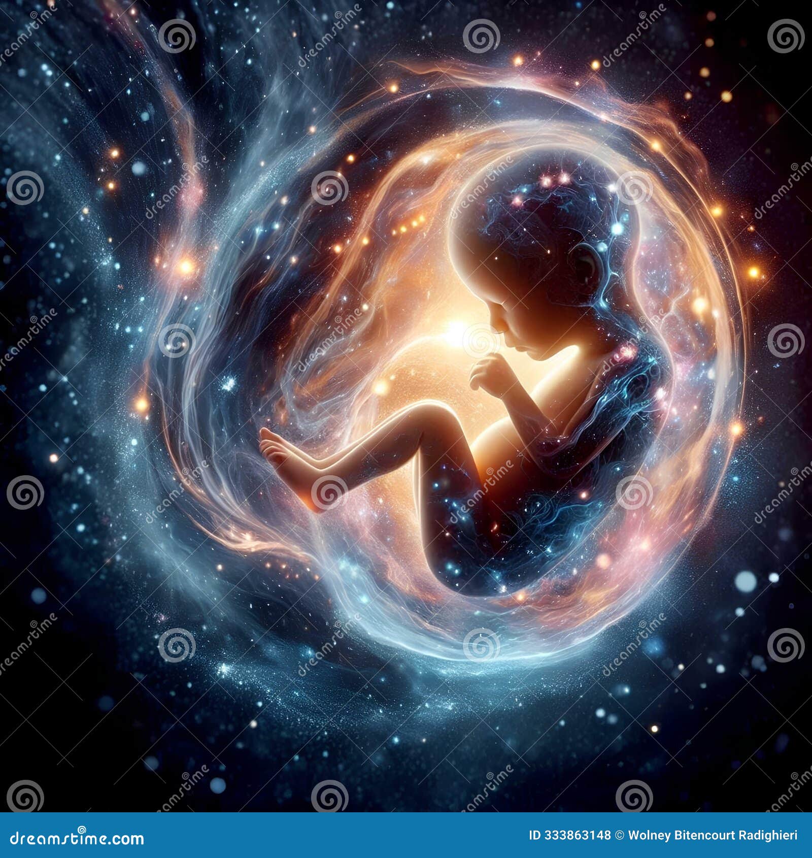 Artistic image of a fetus stock illustration. Illustration of uterus ...