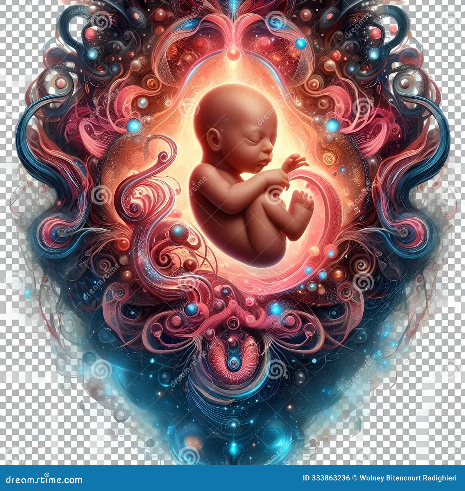 Artistic image of a fetus stock illustration. Illustration of uterus ...