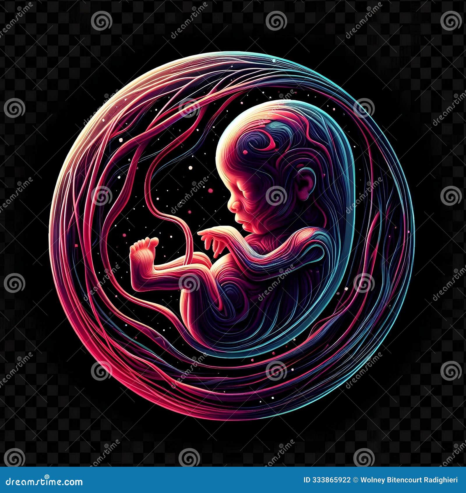 Artistic image of a fetus stock illustration. Illustration of science ...