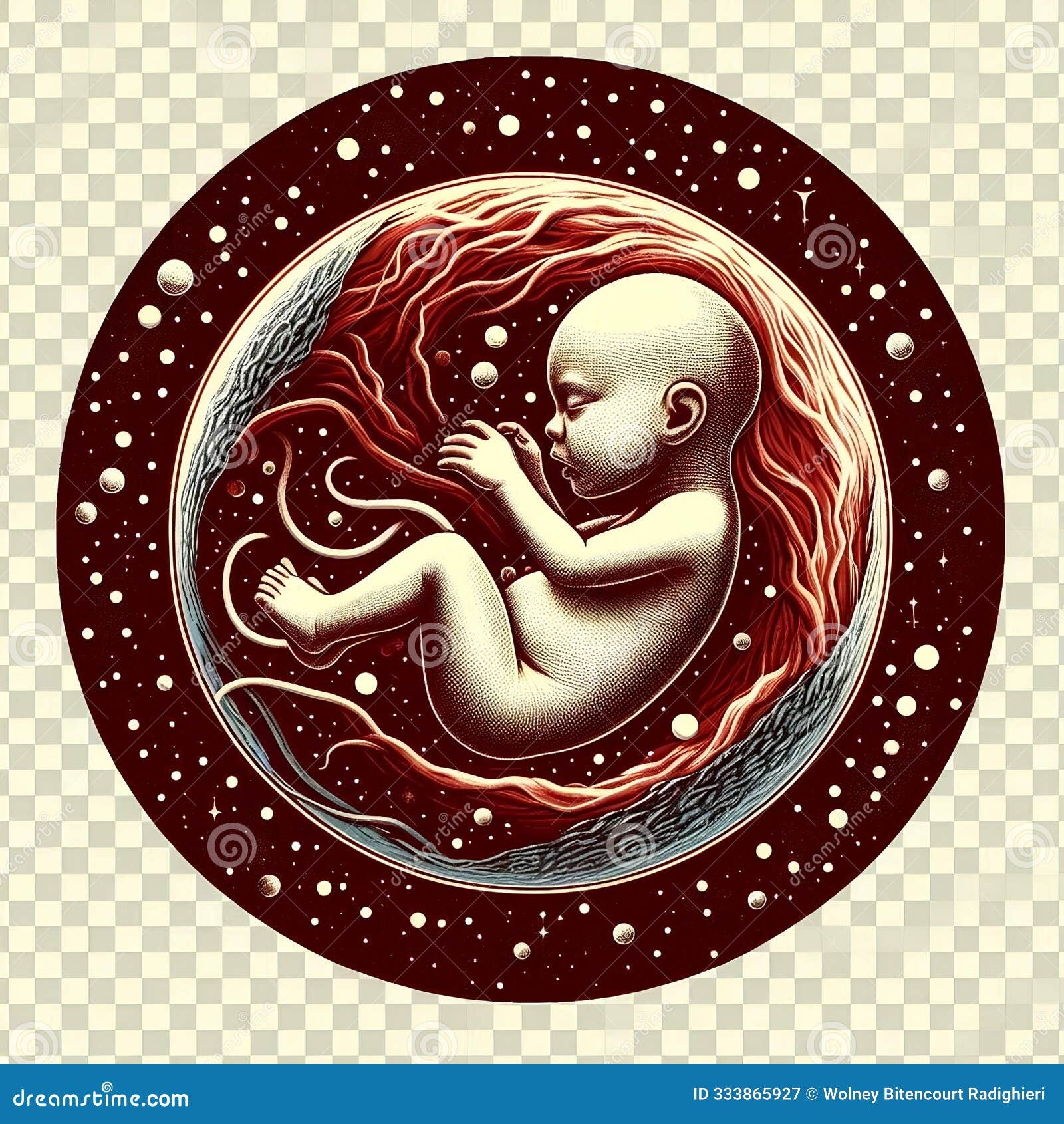 Artistic image of a fetus stock illustration. Illustration of placenta ...