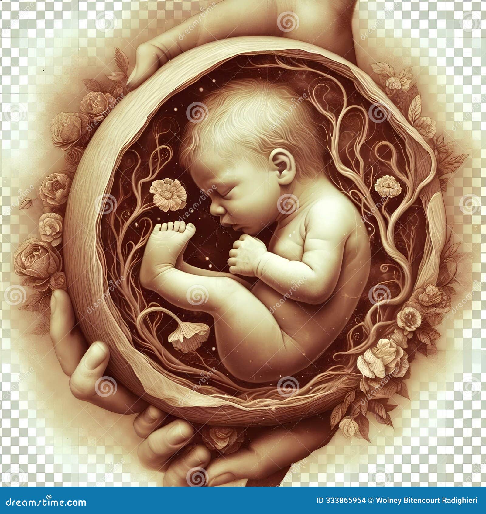 Artistic image of a fetus stock illustration. Illustration of life ...