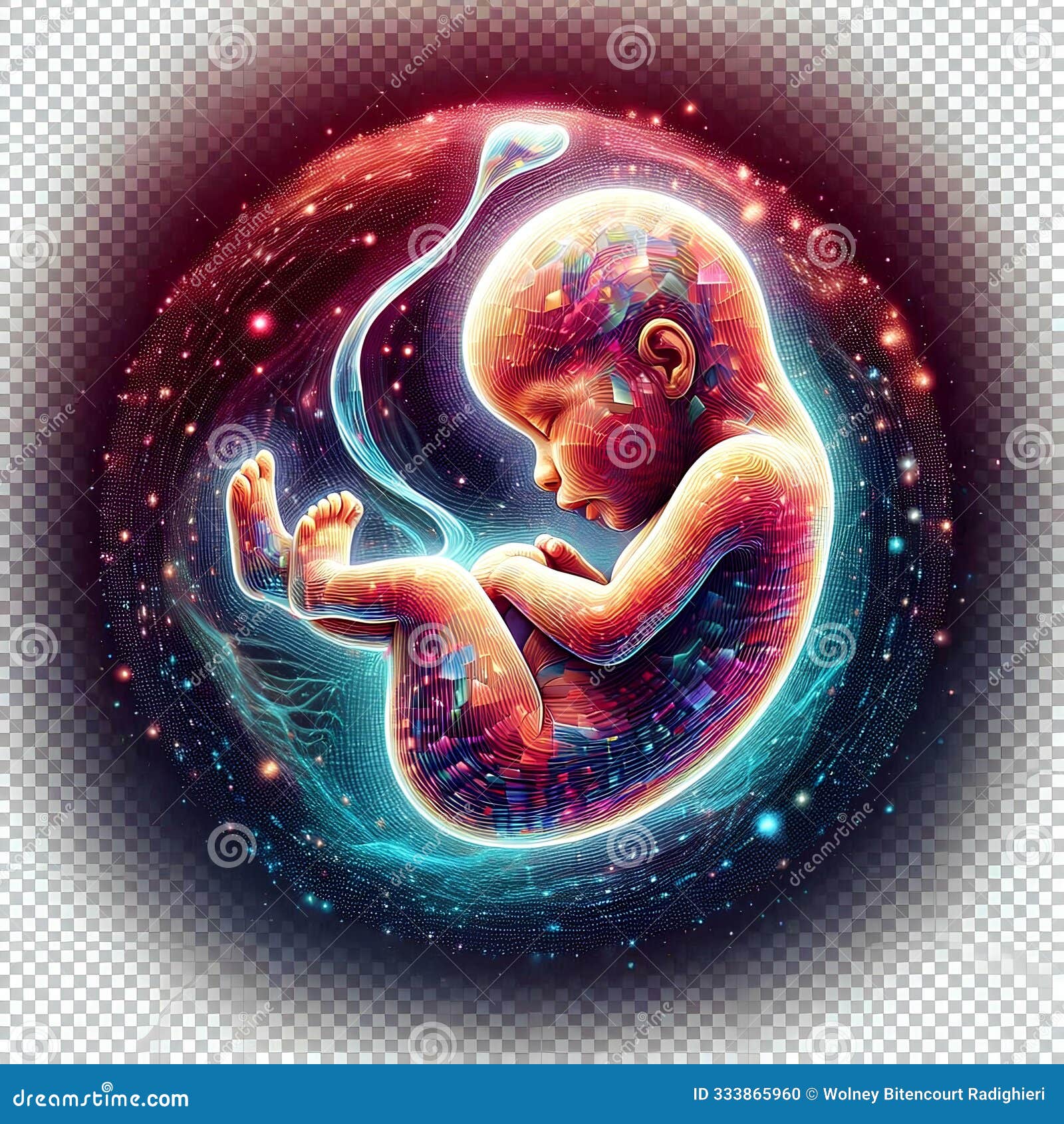 Artistic image of a fetus stock illustration. Illustration of science ...