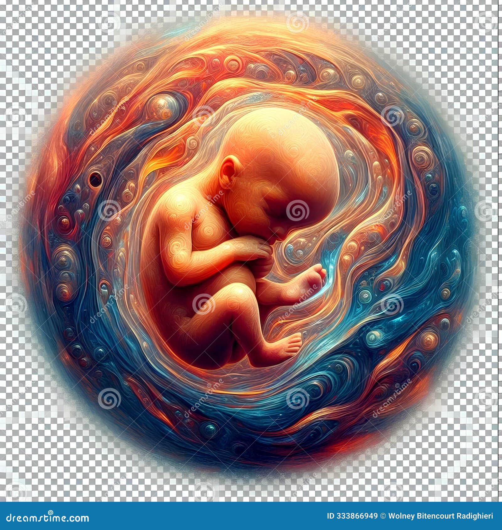 Artistic image of a fetus stock illustration. Illustration of design ...