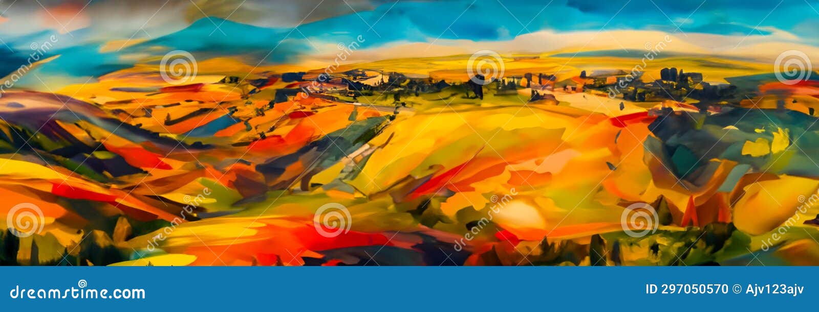 An Abstract Image Inspired by a Country Landscape Showing Fields, Hills ...