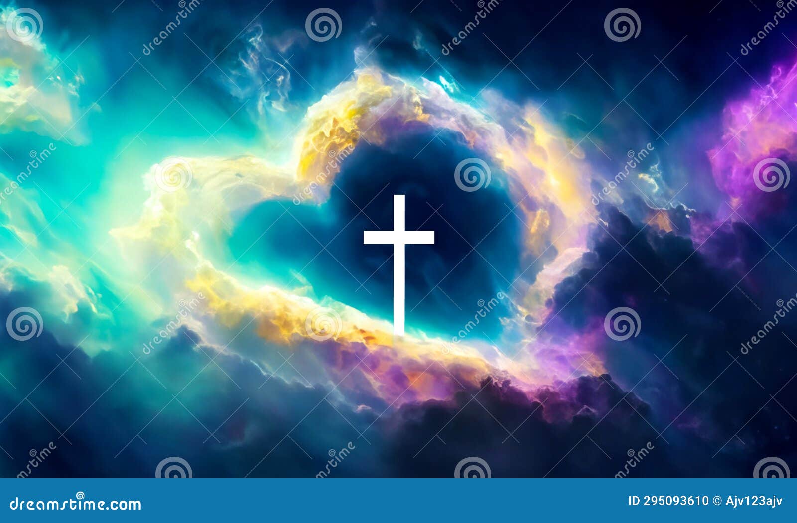 Cross in a Heart of Clouds Symbolising Gods Love for Man Kind Stock ...